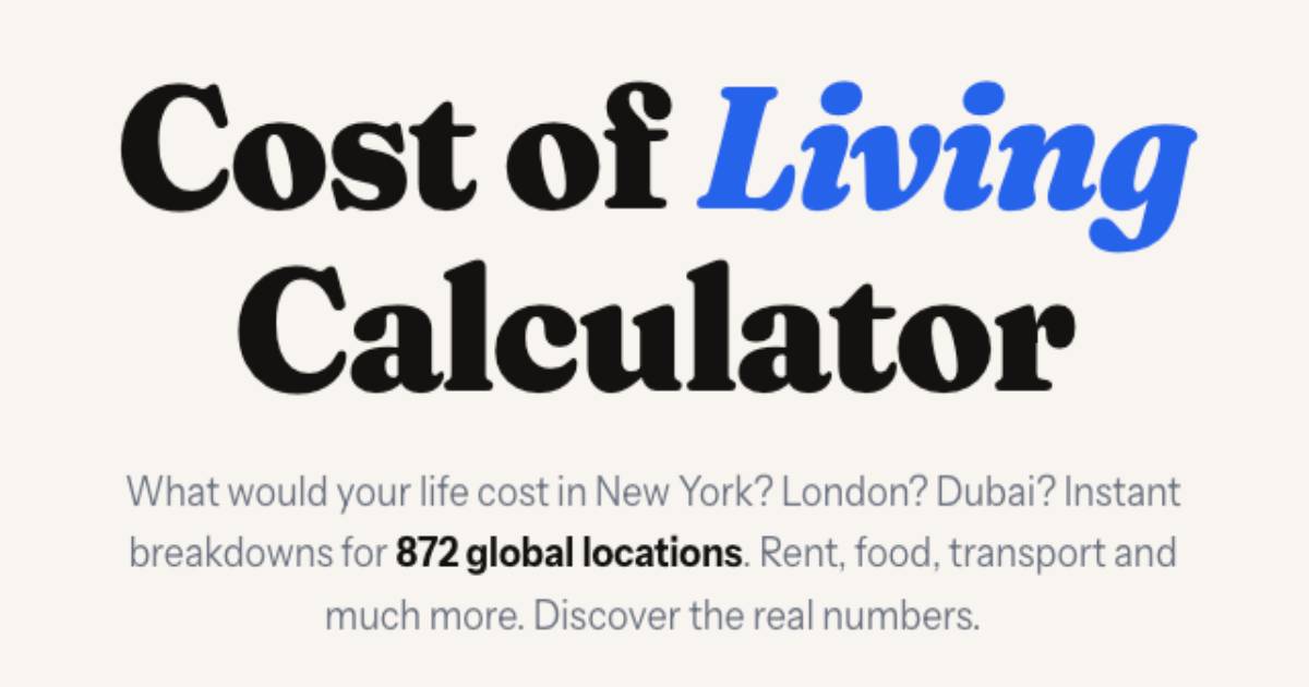 Cost of Living Calculator and 800+ Location Guides (2026) | CostLiving