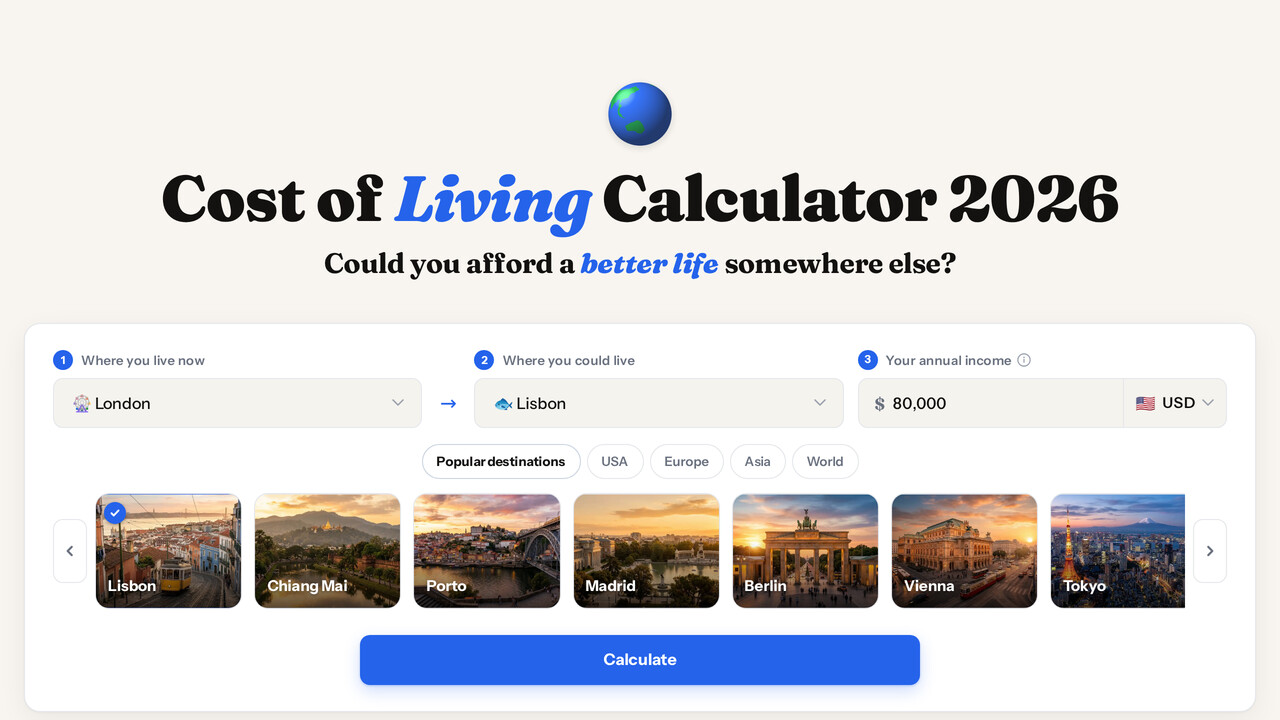 Cost of Living Calculator and 800+ Location Guides (2026) | CostLiving